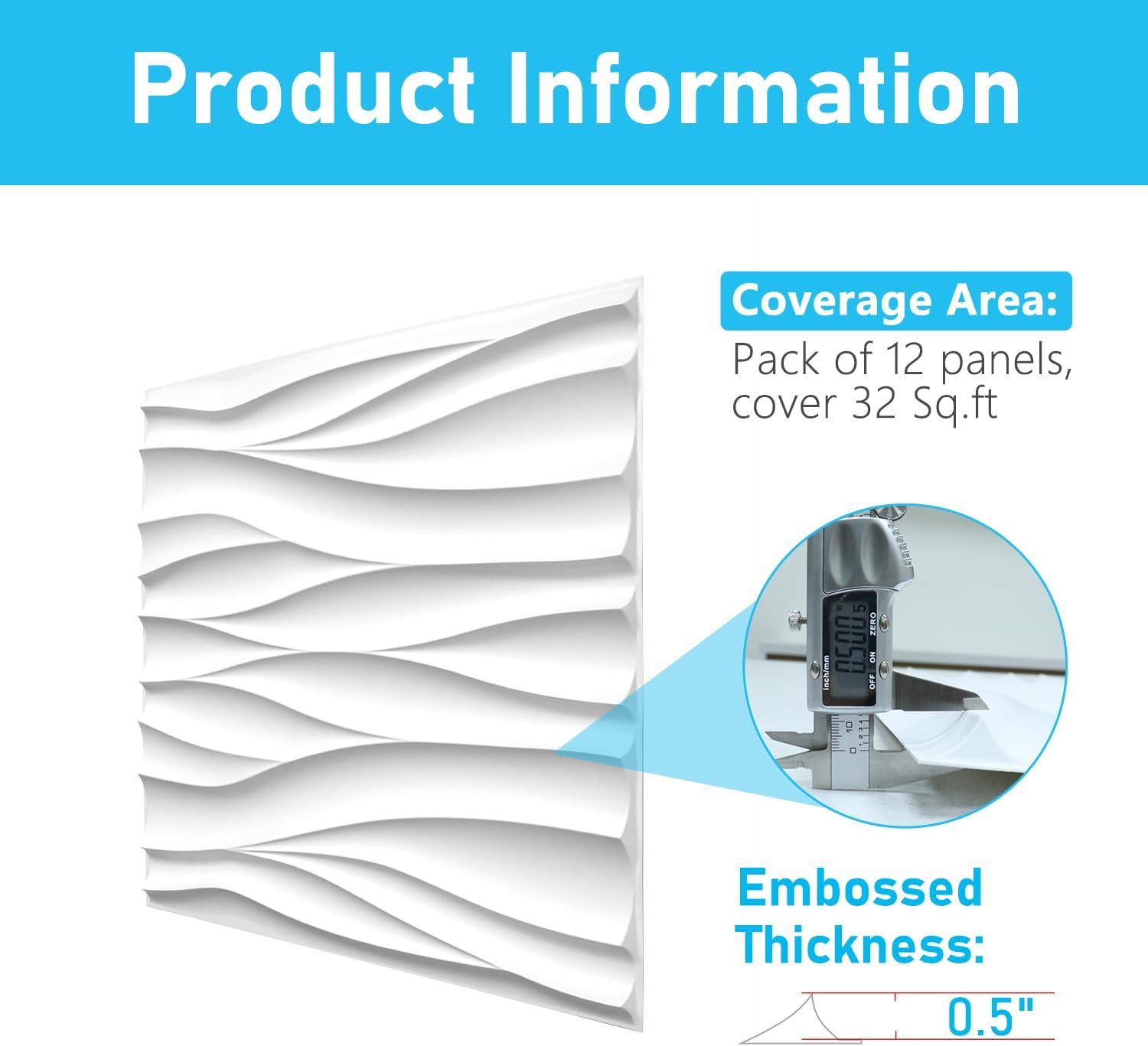 STICKGOO 3D Panels For Walls Black Wave Wall Tiles For Interior Décor