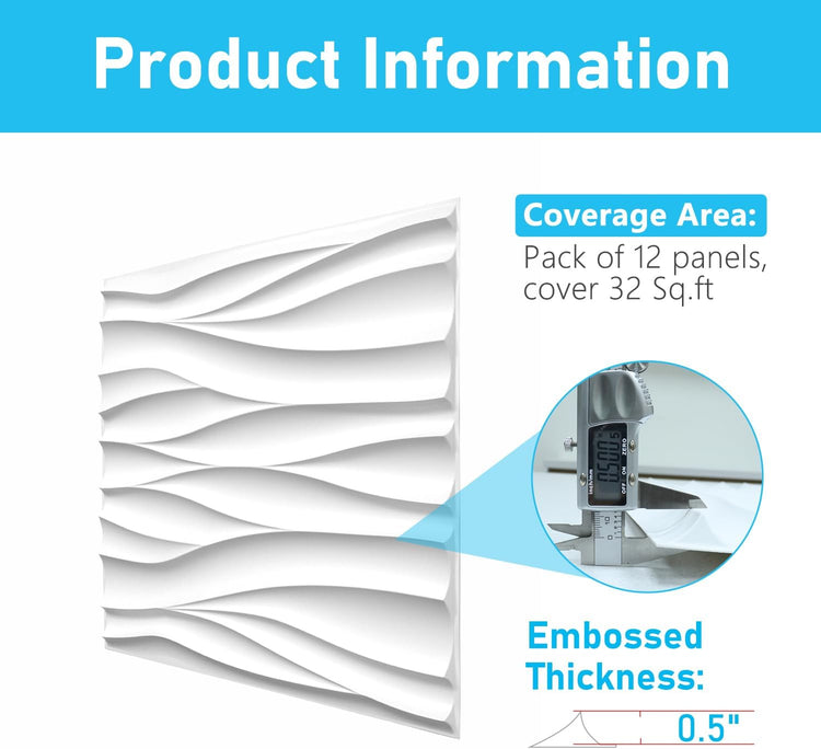 STICKGOO 3D Panels For Walls Black Wave Wall Tiles For Interior Décor