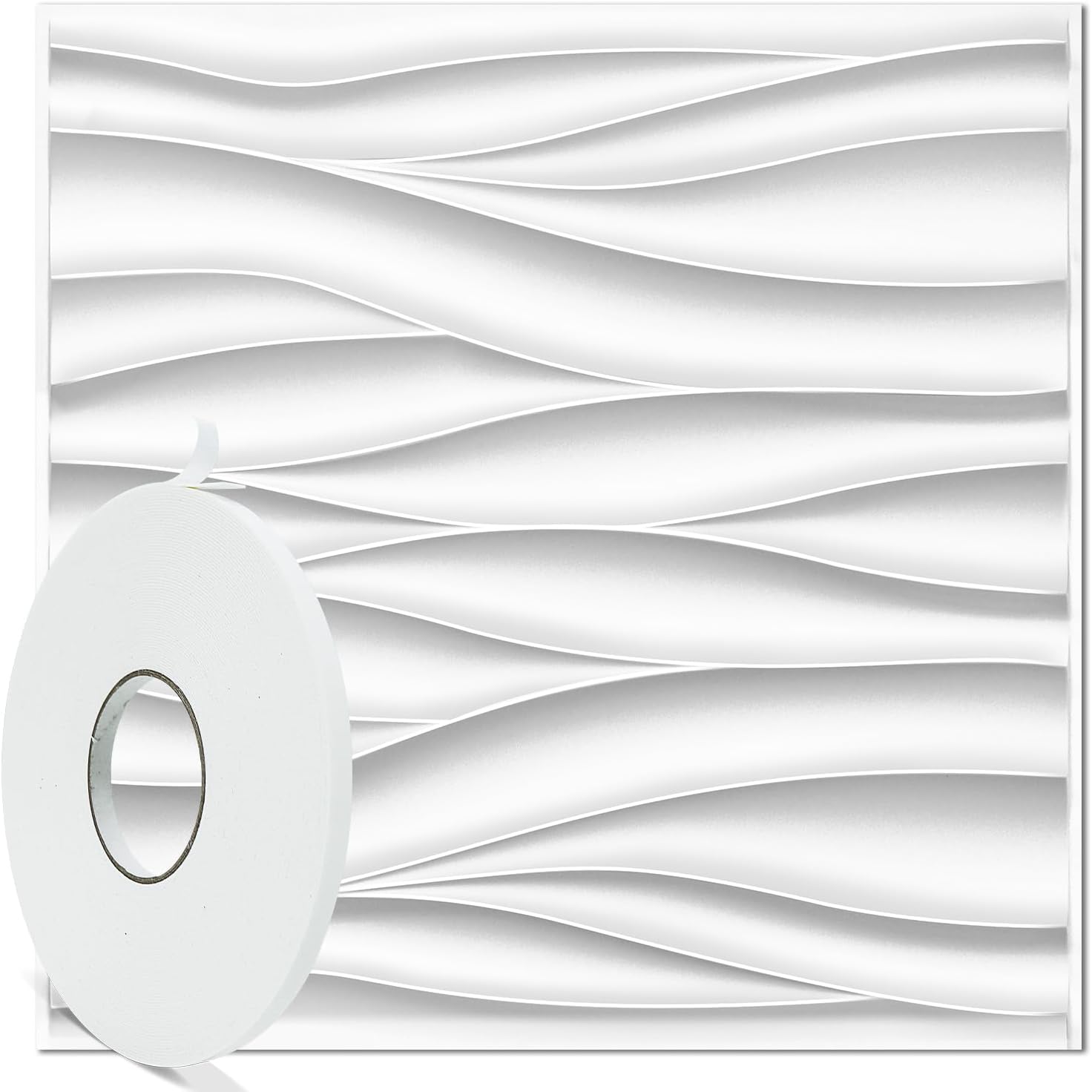 STICKGOO 3D Panels For Walls Black Wave Wall Tiles For Interior Décor