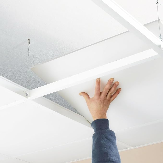 STICKGOO White Ceiling Tiles 2ft x 2ft Smooth PVC Ceiling Panel