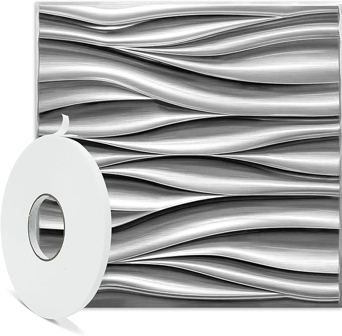 STICKGOO 3D Panels For Walls Black Wave Wall Tiles For Interior Décor