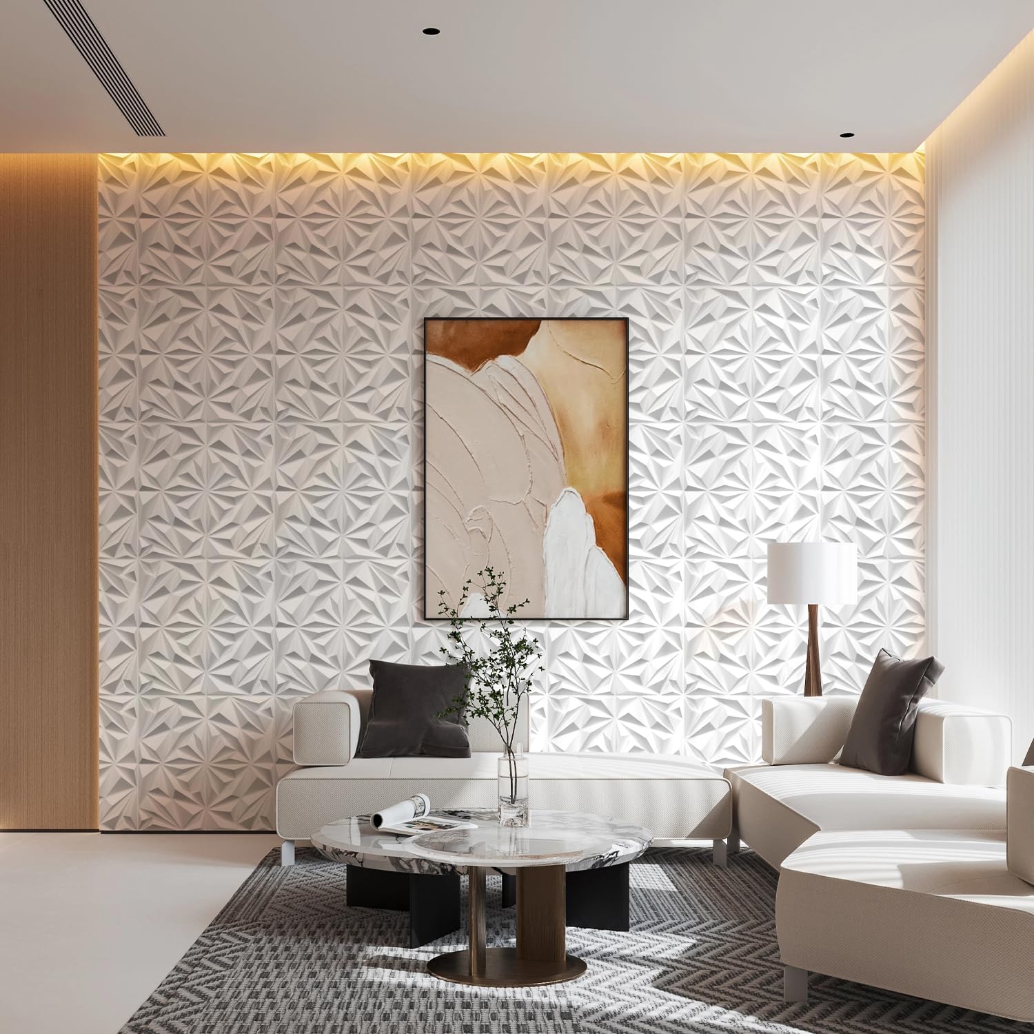 STICKGOO 12-Pack Irregular Diamond 3D Decorative PVC Wall Panels Black
