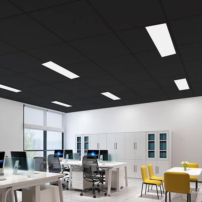 STICKGOO Black Ceiling Tiles 2ft x 2ft Smooth PVC Ceiling Panel