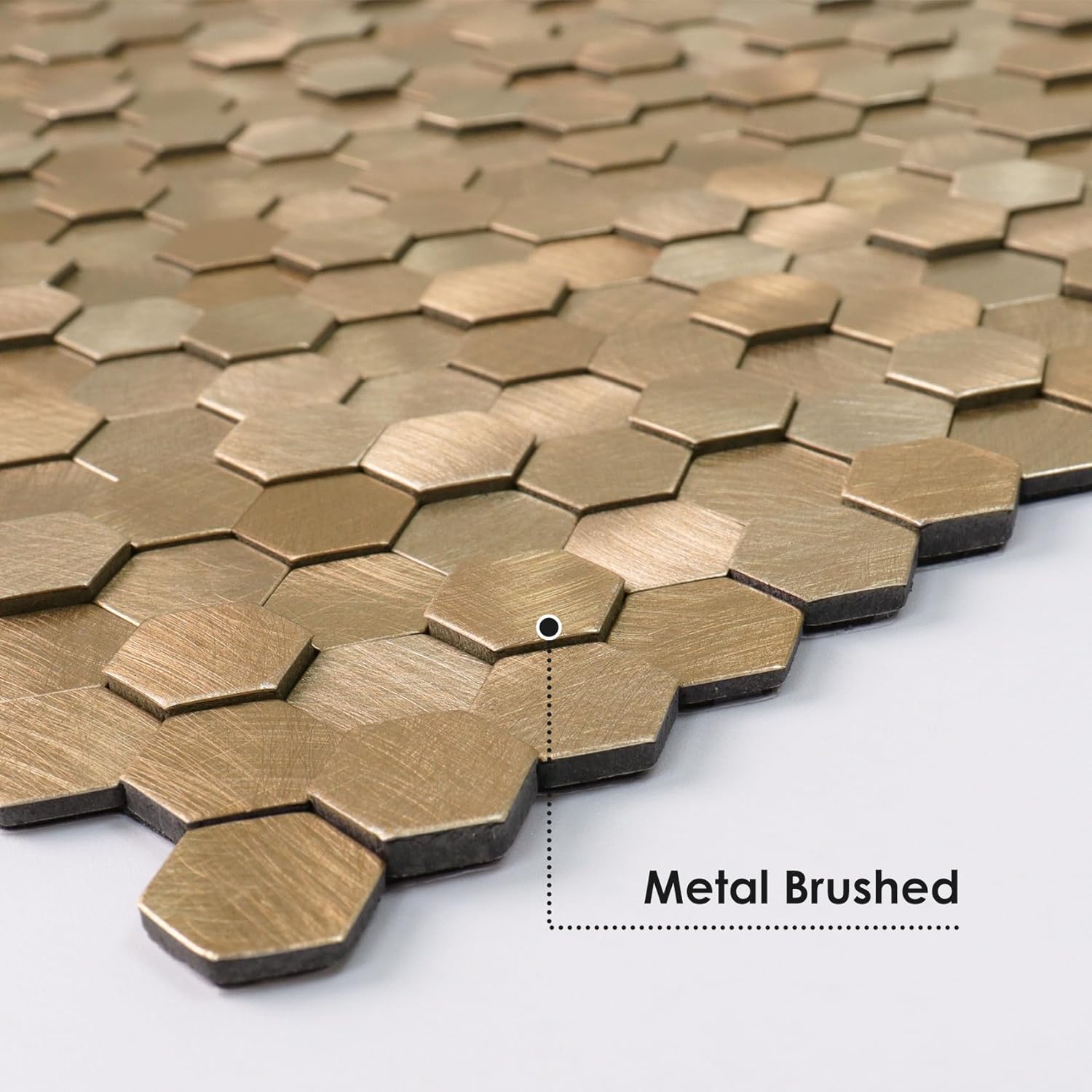 STICKGOO White Marble & Gold PVC Peel and Stick Tile Hexagon Backsplash