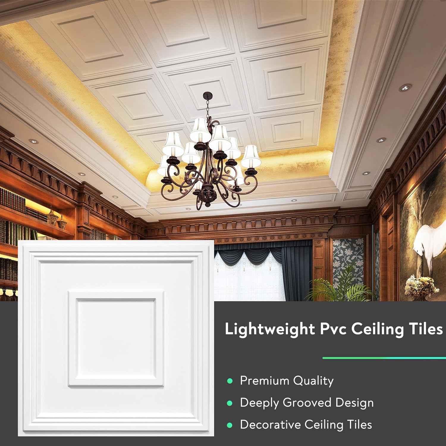 STICKGOO PVC Ceiling Tiles 2'x2' Glue Up Ceiling Panel White 12-Pack