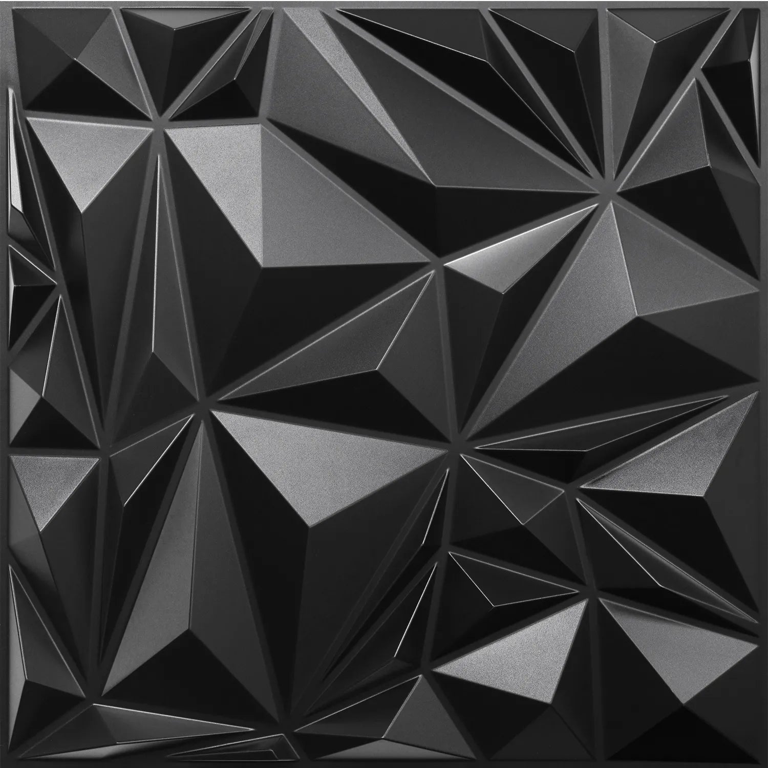 STICKGOO 12-Pack Irregular Diamond 3D Decorative PVC Wall Panels Black