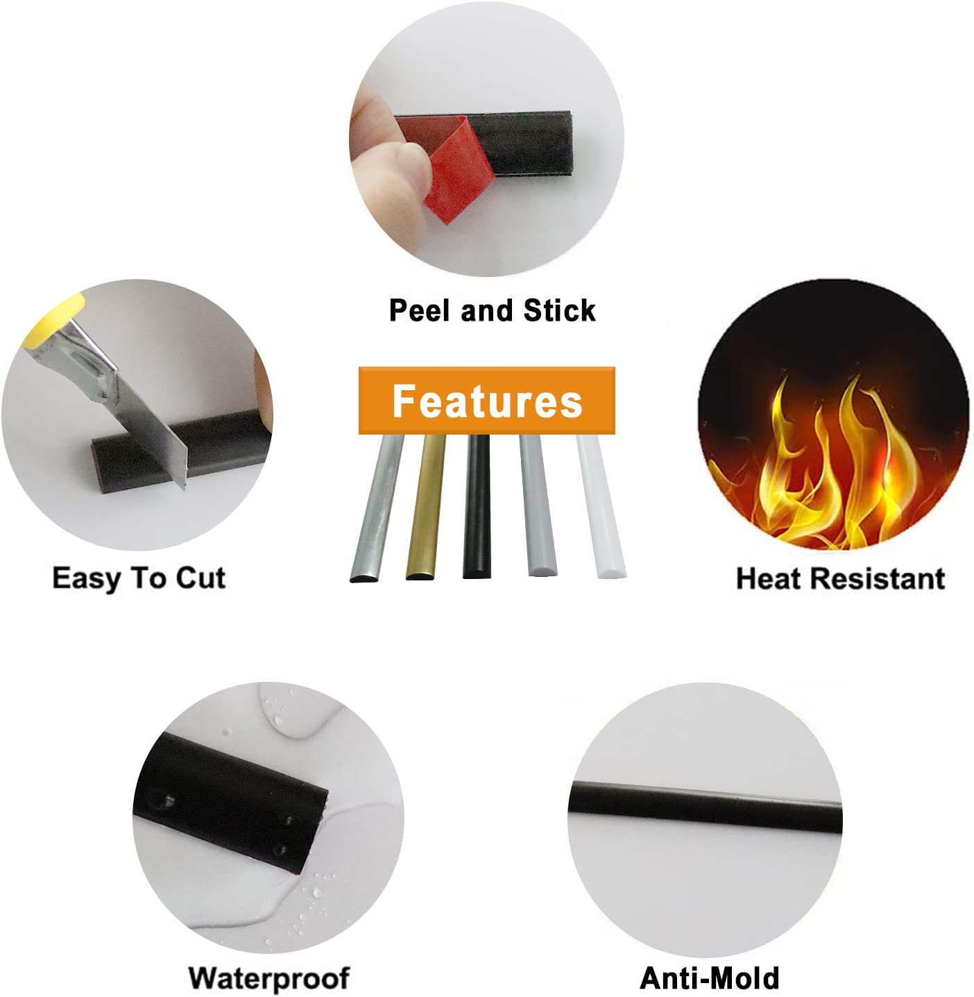 STICKGOO 10-Pack Peel and Stick Trim for Tile Edge Trim