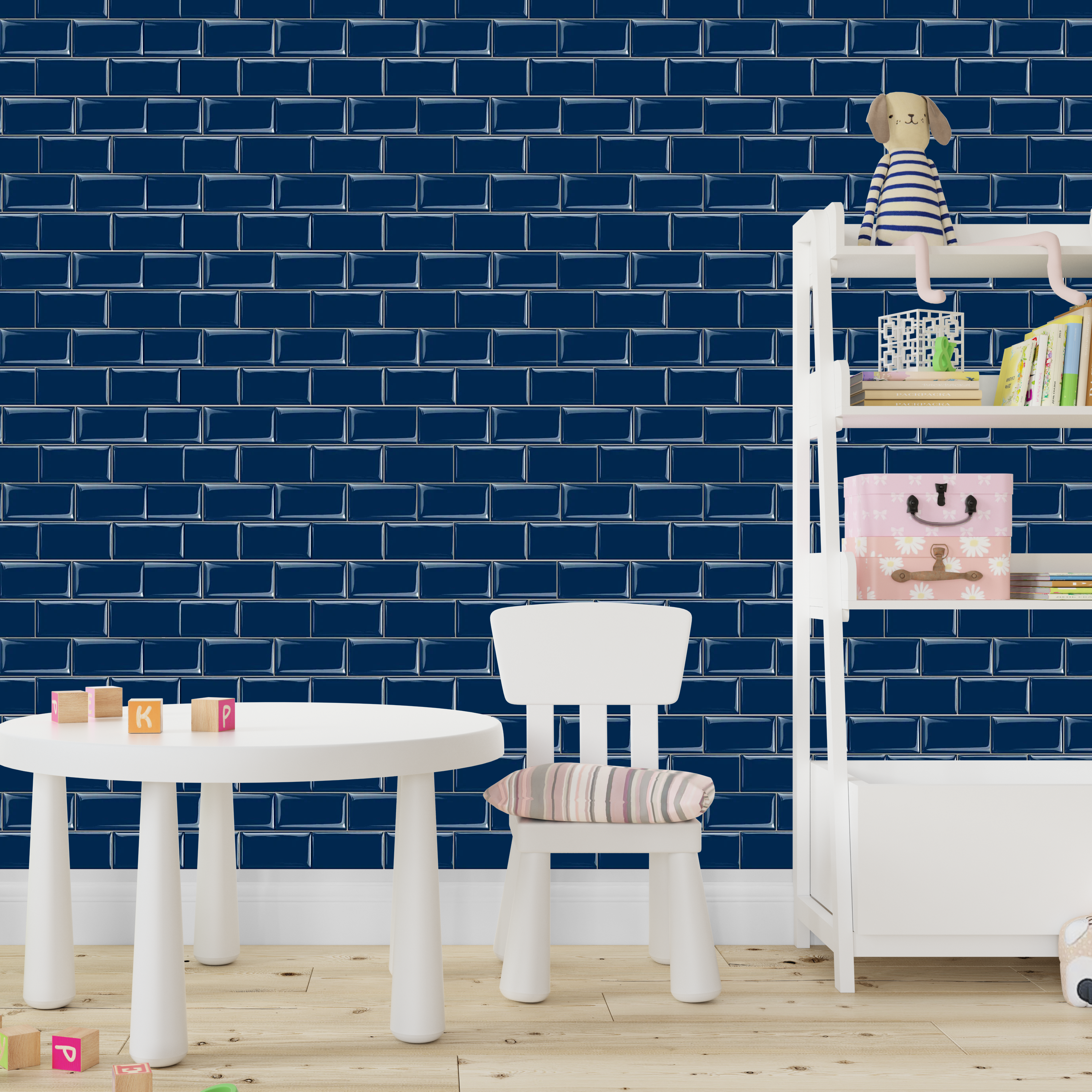 STICKGOO Deep Blue Thick Subway Tile Backsplash Kitchen Stickon Tiles