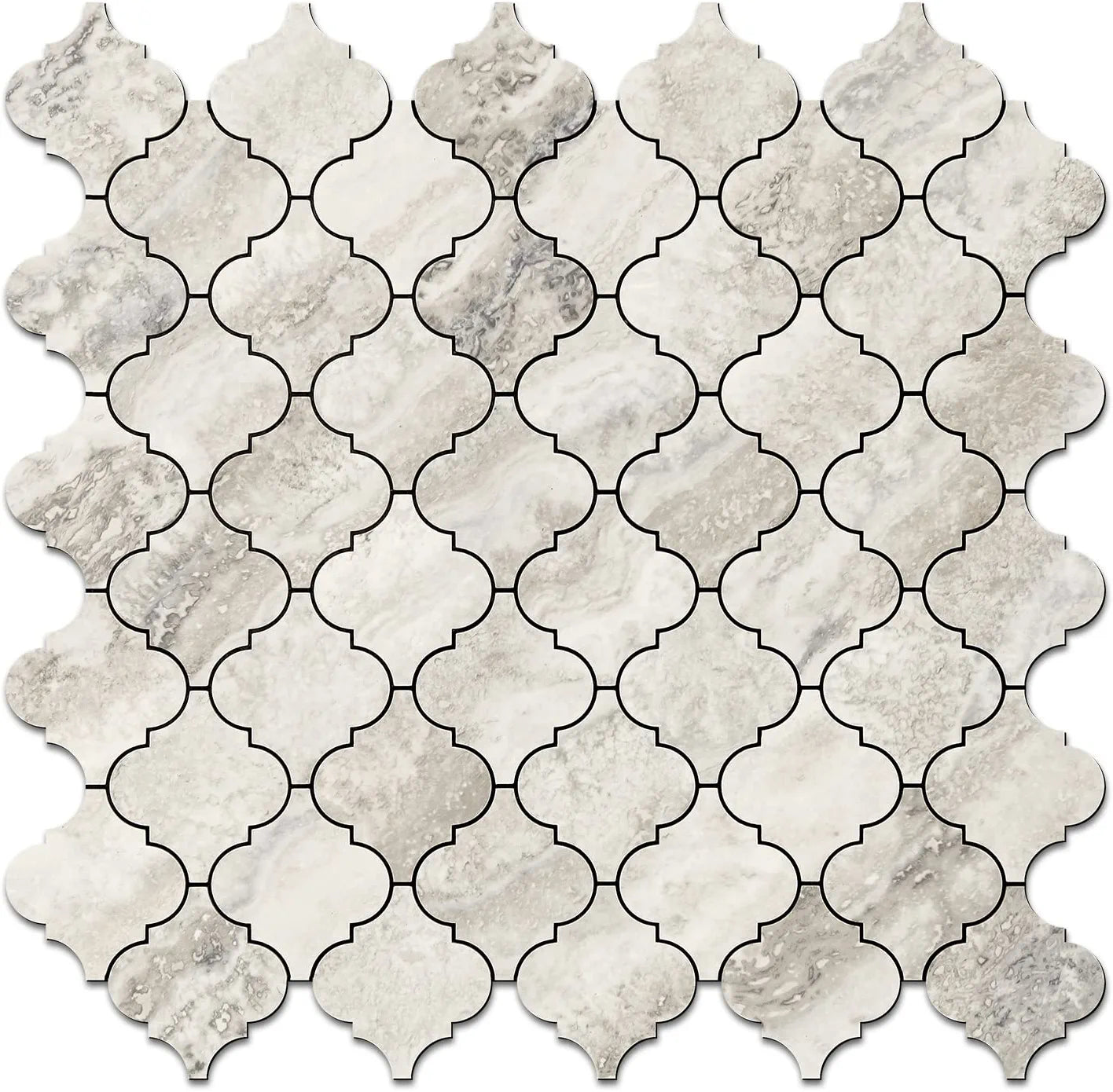 STICKGOO Arabesque Beige PVC Mixed Metal Tiles Peel and Stick Backsplash