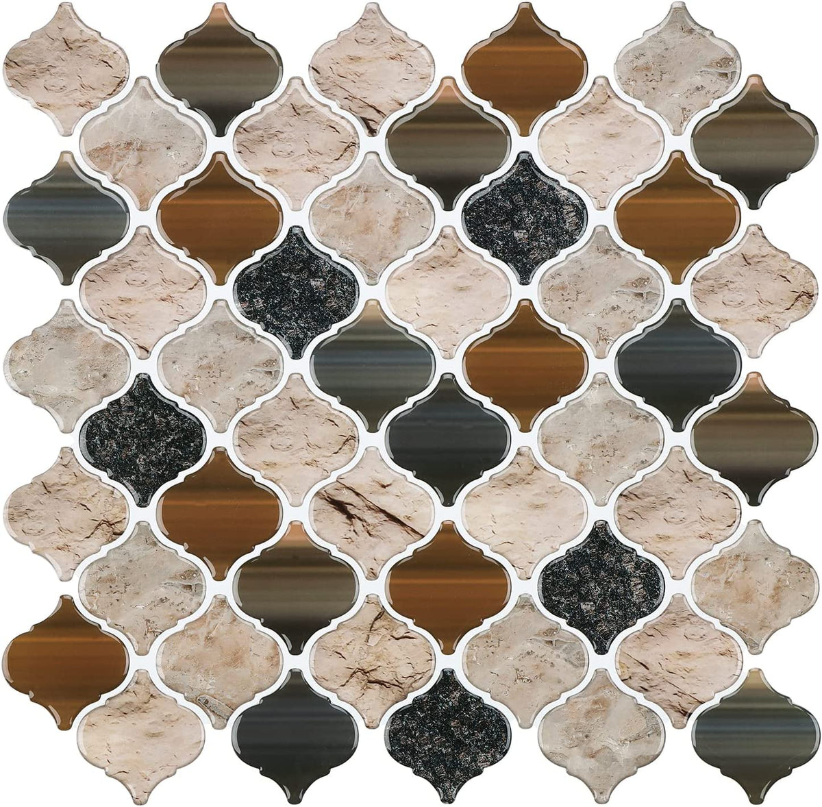 STICKGOO Thicker Brown Arabesque Peel and Stick Backsplash For Kitchen